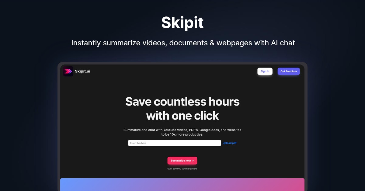 Skipit: AI Summarizer & Chat for Videos, PDFs & More | Deepgram