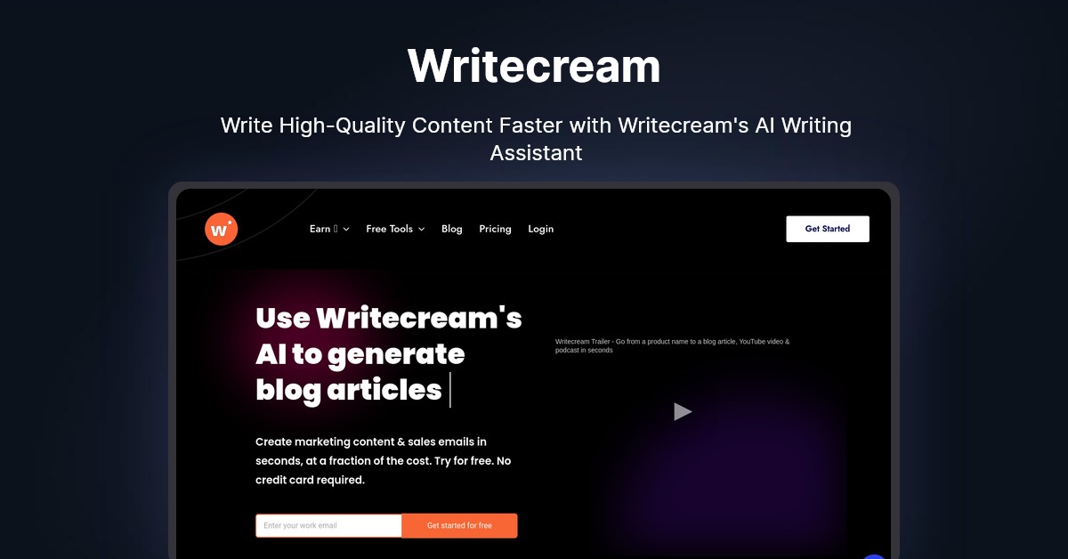 Writecream: AI Writing Assistant to Create High-Quality Content Fast | Deepgram