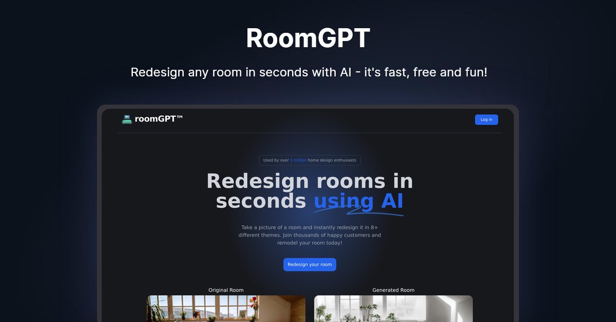 RoomGPT - Use AI to redesign rooms in seconds with realistic images in various styles | Deepgram