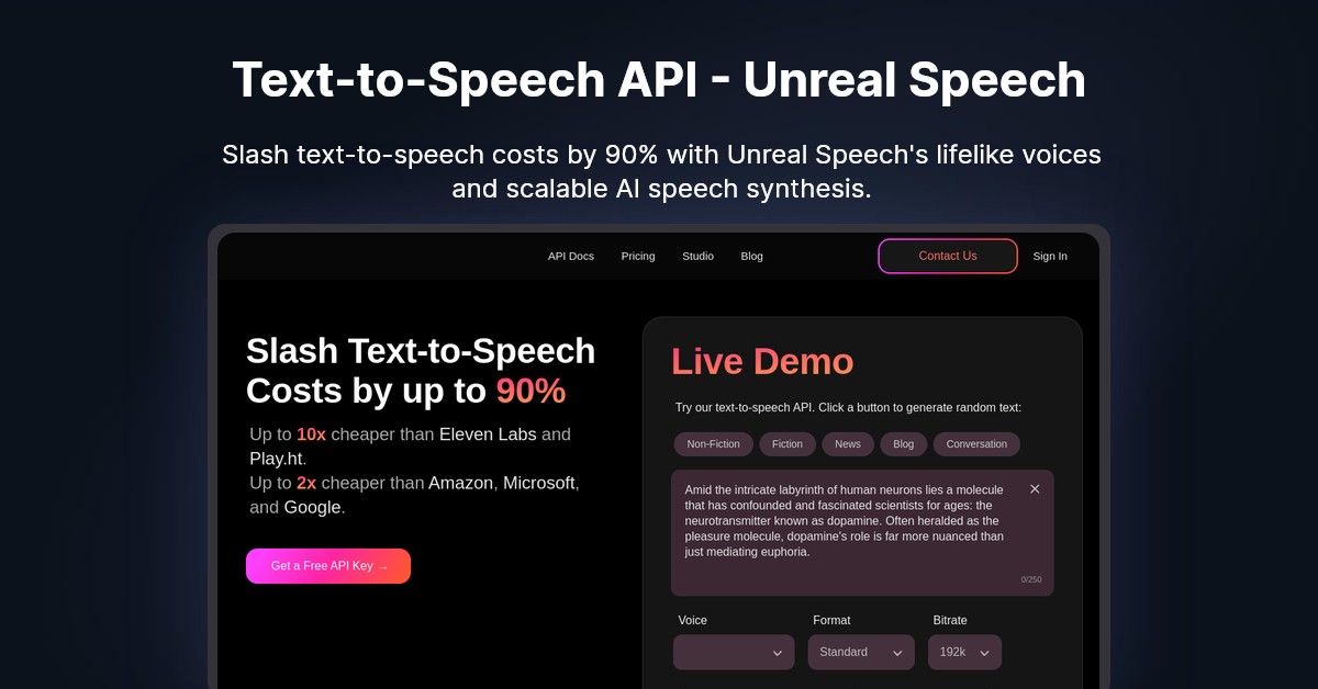Unreal Speech: Groundbreaking Text-to-Speech API With Stunning Realism | Deepgram